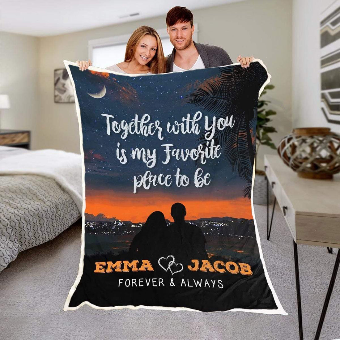 Personalised Text & Photo Blanket for Couples | Couple Desires